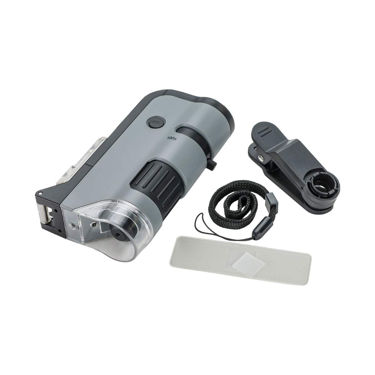 Microscope de poche LED MicroFlip 100x-250x avec adaptateur pour smartphone